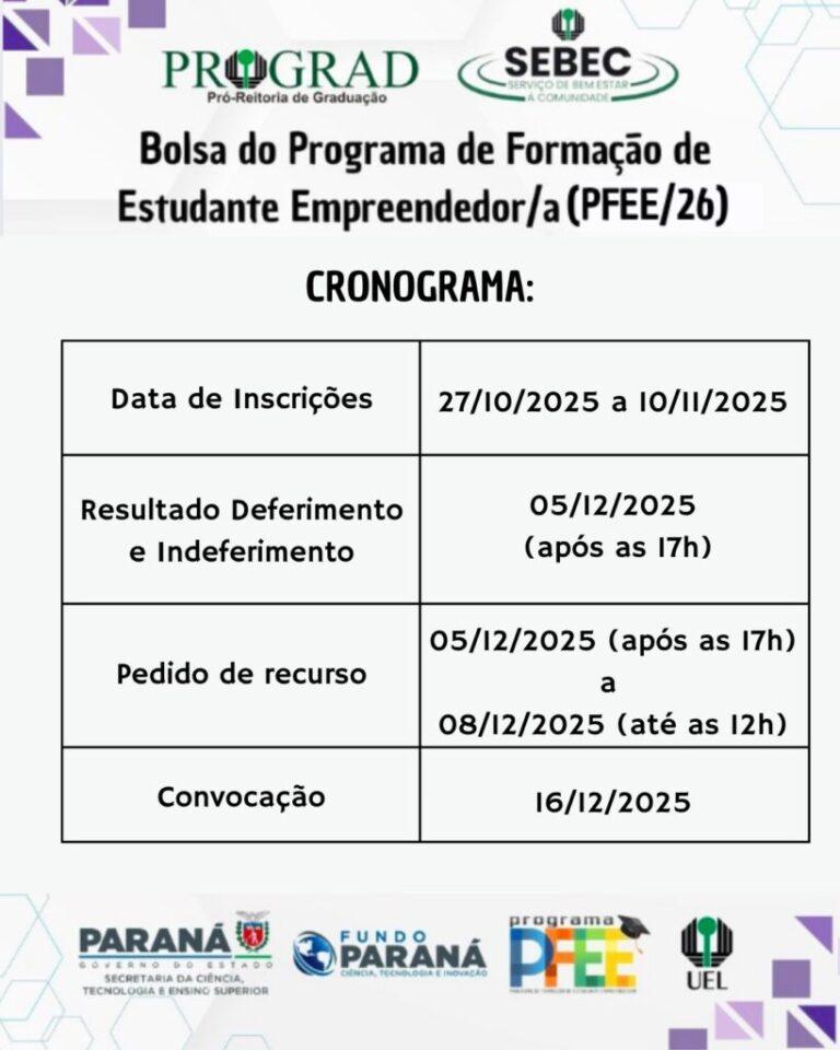 PROCESSO DE SELEÇÃO PARA PROGRAMA DE FORMAÇÃO DE ESTUDANTE EMPREENDEDOR ...